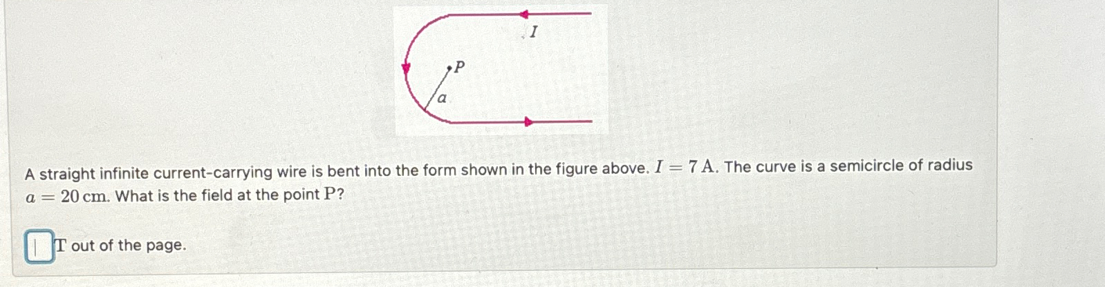 Solved A straight infinite current-carrying wire is bent | Chegg.com