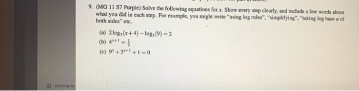 Solved 9. (MG 11 S7 Purple) Solve the following equations | Chegg.com