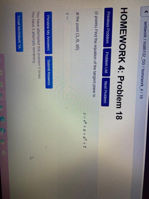 Solved webwork / math 132 120 / homework 4 / 18 HOMEWORK 4: | Chegg.com