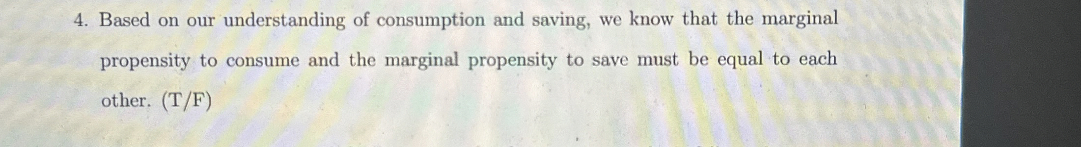 Solved Based on our understanding of consumption and saving, | Chegg.com