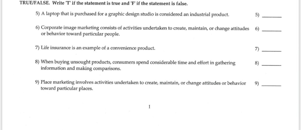 TRUE/FALSE. ﻿Write ' T ' ﻿if the statement is true | Chegg.com