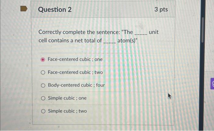 Solved Correctly complete the sentence: "The unit cell | Chegg.com