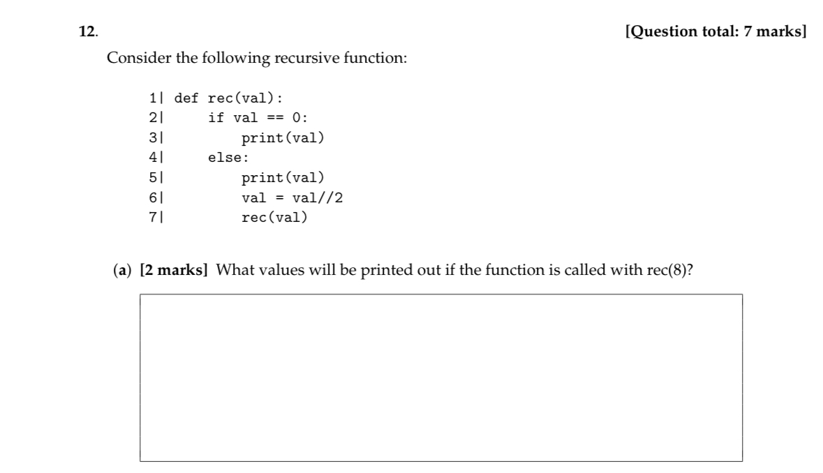 Solved [Question total: 7 ﻿marks]Consider the following | Chegg.com