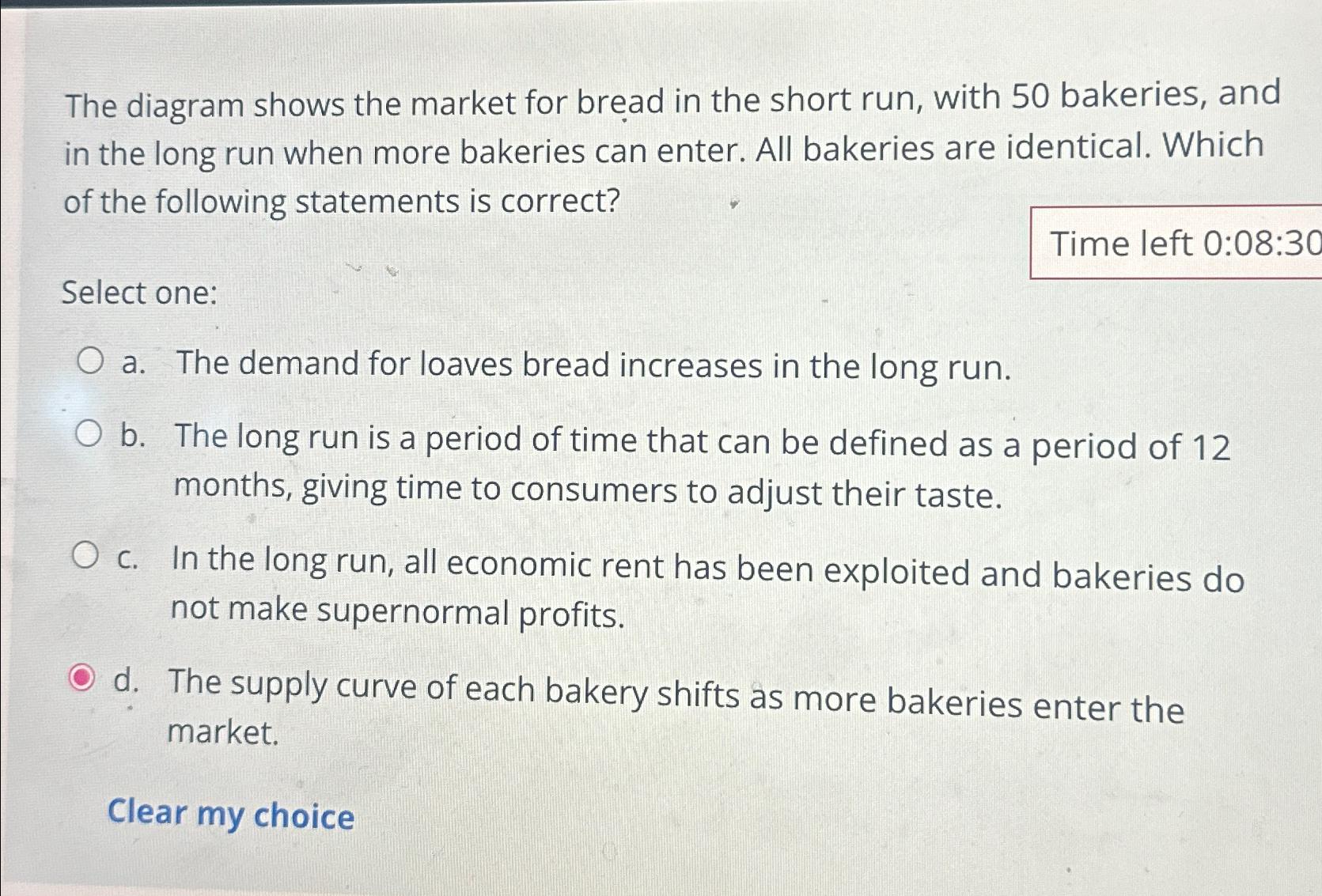 Solved The diagram shows the market for bread in the short | Chegg.com