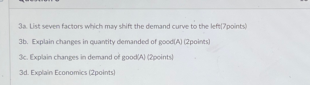 Solved 3a. ﻿List seven factors which may shift the demand | Chegg.com