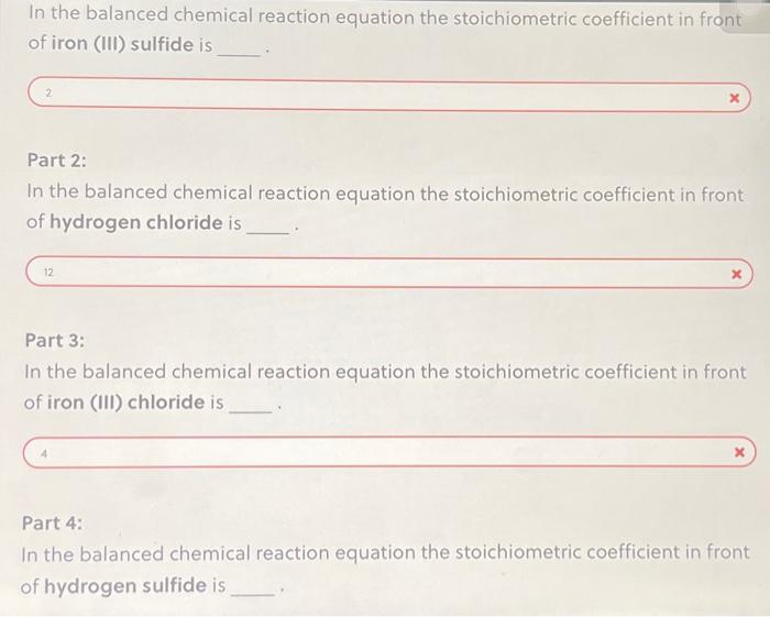Solved In the balanced chemical reaction equation the | Chegg.com