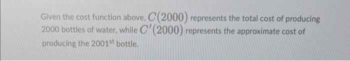 Consider the cost function C(x)=3000+4x−0.0003x2, | Chegg.com
