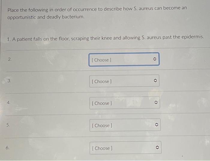 Solved Place the following in order of occurrence to | Chegg.com