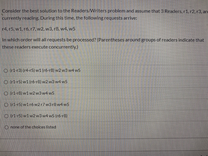 Solved Consider the best solution to the Readers/Writers | Chegg.com