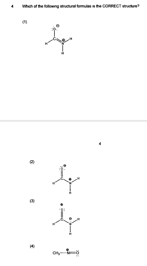 Solved 4 Which of the following structural formulas is the | Chegg.com