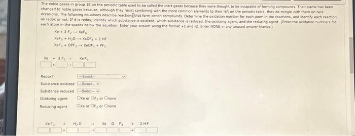 Solved The noble gases in group 18 on the periodic table | Chegg.com