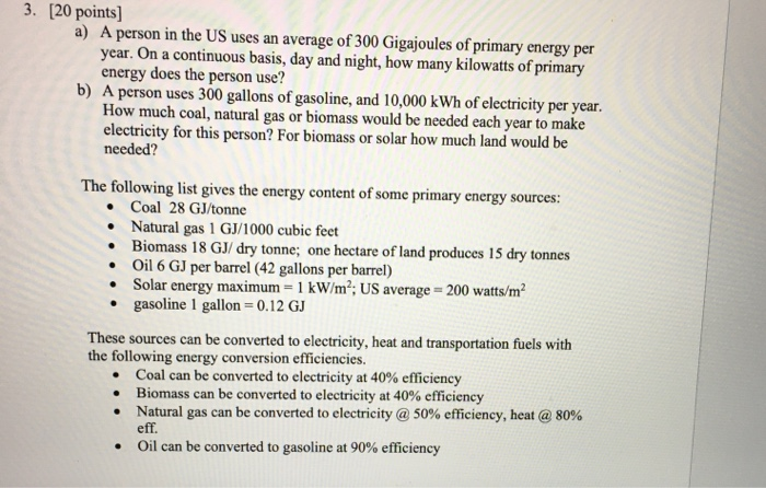 Solved 3. [20 points] a) A person in the US uses an average | Chegg.com