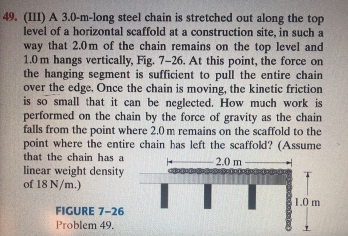 Solved 49. (III) A 3.0-m-long steel chain is stretched out | Chegg.com