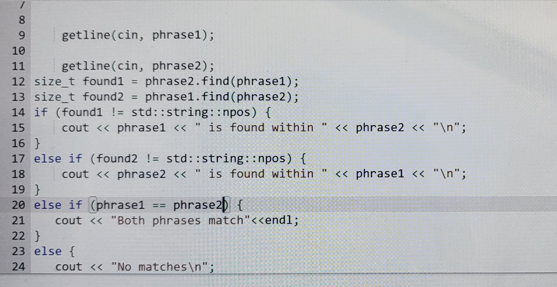 Solved Write a c++program that reads two phrases on separate | Chegg.com