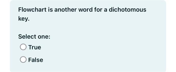 Solved Flowchart is another word for a dichotomous key. | Chegg.com