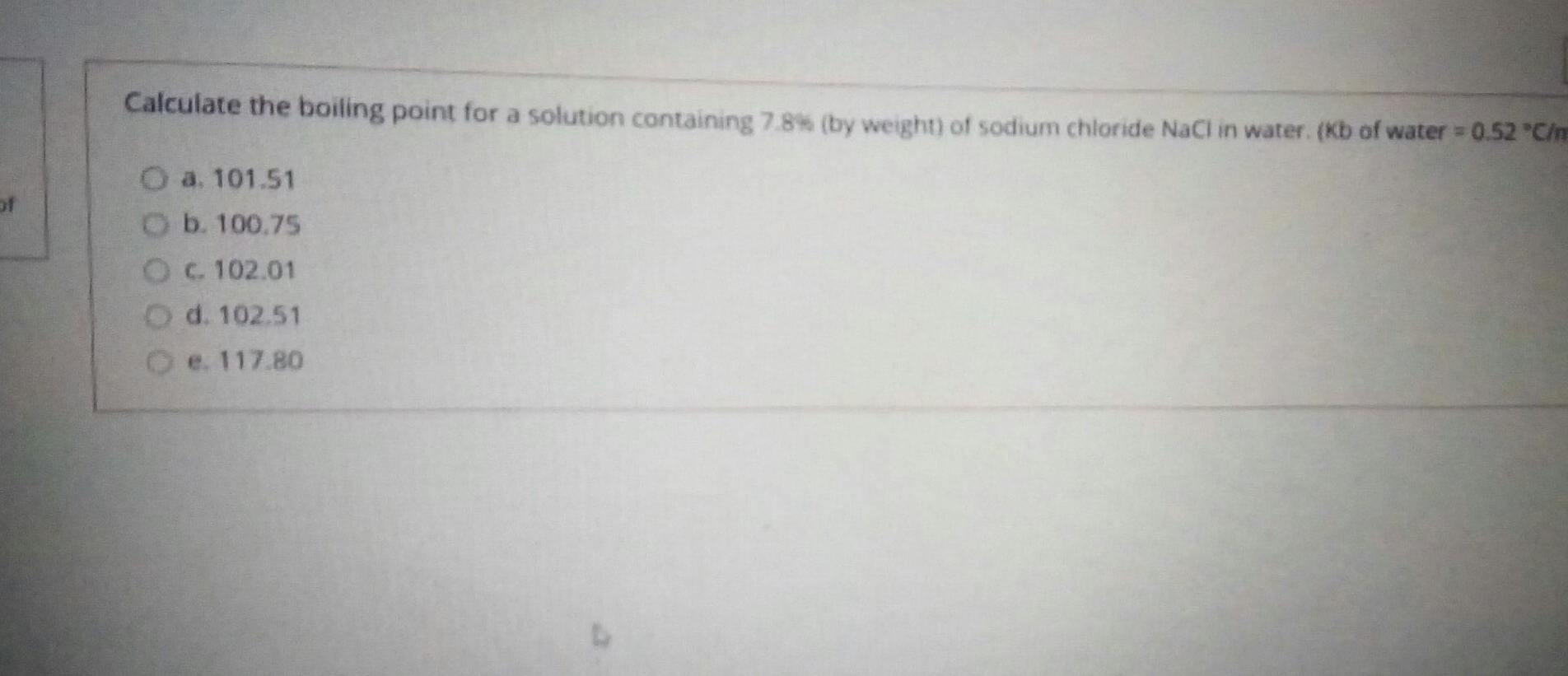 Solved Calculate the boiling point for a solution containing | Chegg.com