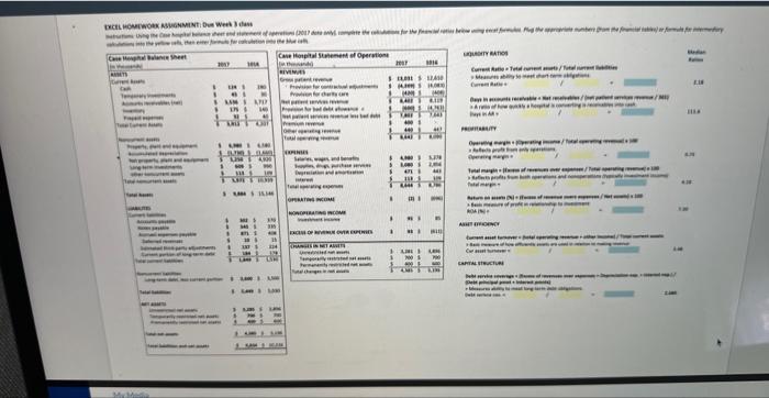 complete the ratio calculations using excel formulas | Chegg.com