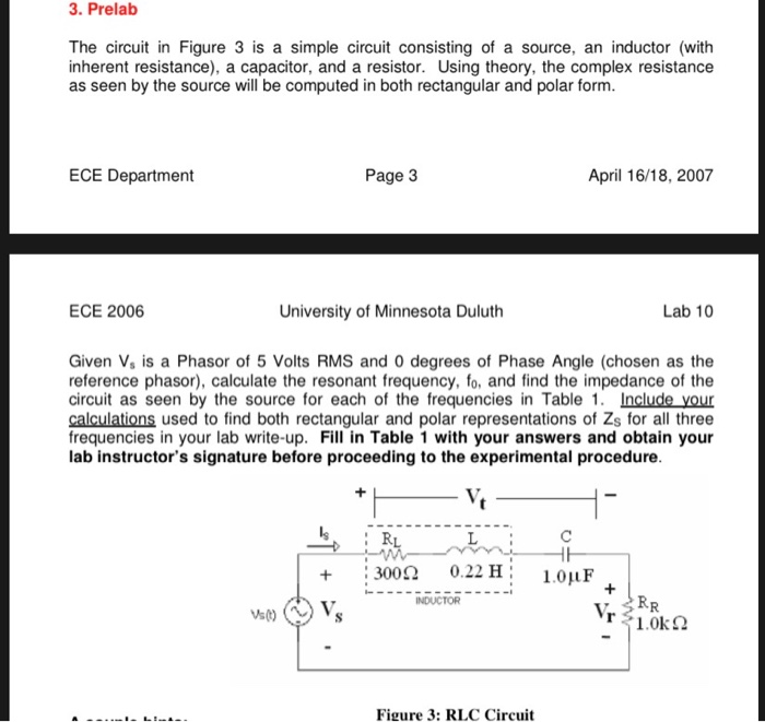 Solved 3. Prelab The circuit in Figure 3 is a simple circuit | Chegg.com