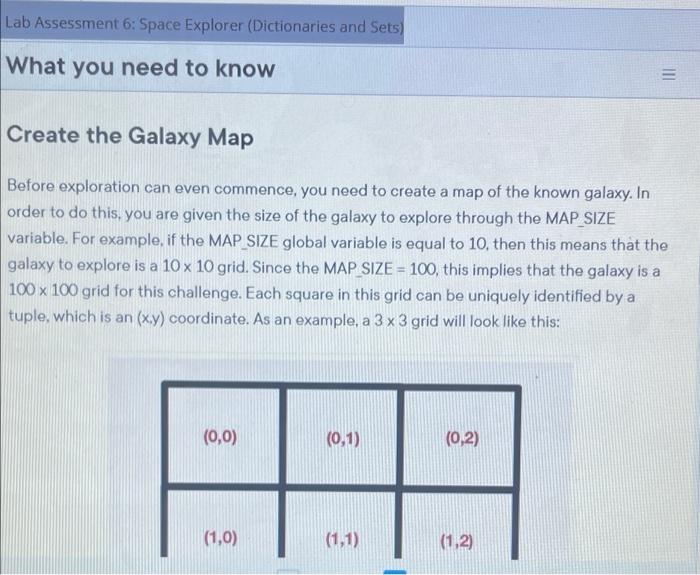 Lab Assessment 6: Space Explorer (Dictionaries and | Chegg.com