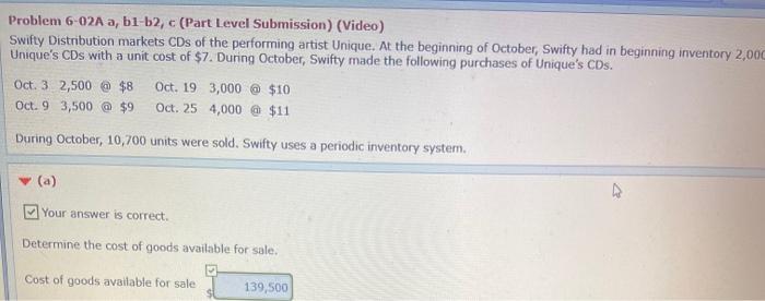 Solved Problem 6-02A a, bl-b2, c (Part Level Submission) | Chegg.com