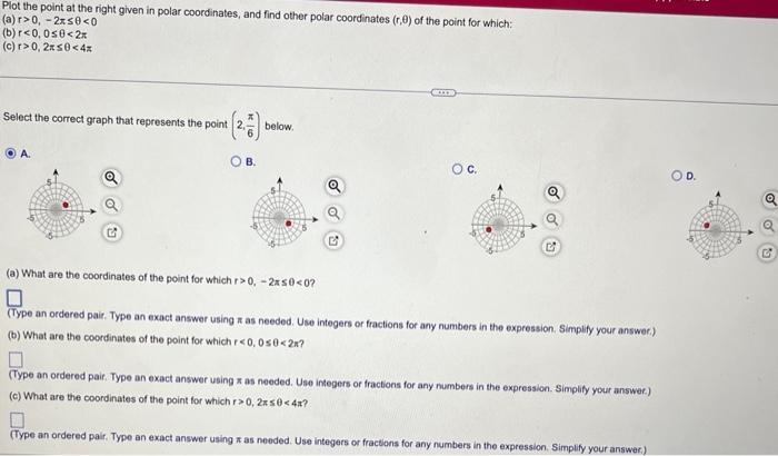 Solved Piot the point at the right given in polar | Chegg.com