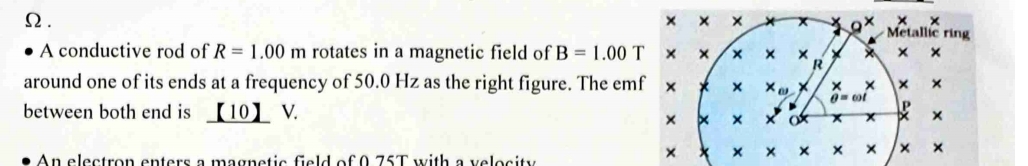 Solved A conductive rod of R=1.00m ﻿rotates in a magnetic | Chegg.com