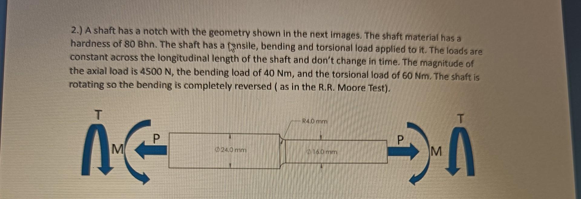 Solved 2.) A shaft has a notch with the geometry shown in | Chegg.com