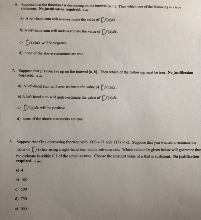 Solved 6. Suppose that the function fis decreasing on the | Chegg.com