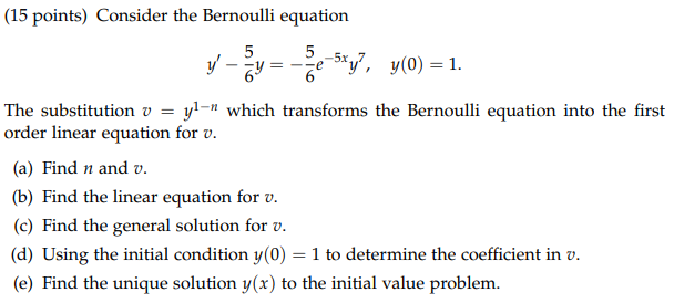 Solved (15 ﻿points) ﻿Consider the Bernoulli | Chegg.com