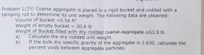 Solved Problem 1(25) Coarse aggregate is placed in a rigid | Chegg.com