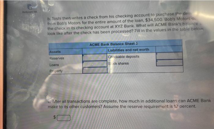 Solved The balance sheet for the newly formed ACME Bank is | Chegg.com
