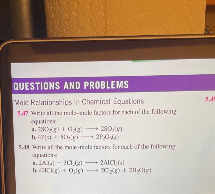 Solved Mole Relationships in Chemical Equations 5.47 Write | Chegg.com