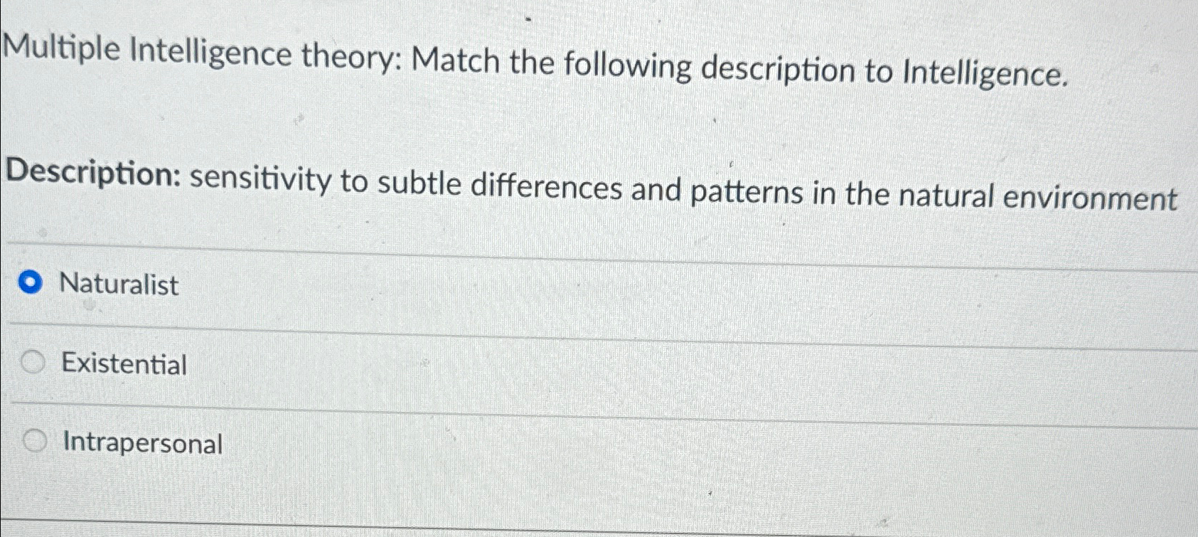 Solved Multiple Intelligence theory: Match the following | Chegg.com