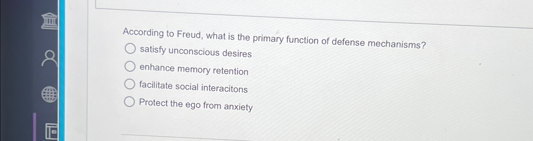 Solved According to Freud, what is the primary function of | Chegg.com