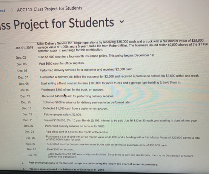 Solved ect ) ACC112 Class Project for Students ss Project | Chegg.com