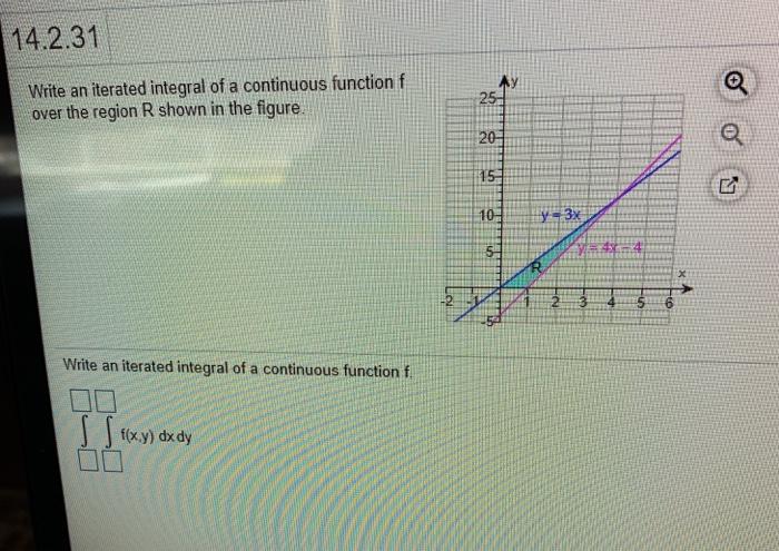 Solved 14.2.31 Write an iterated integral of a continuous | Chegg.com