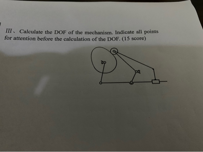Solved III. Calculate the DOF of the mechanism. Indicate all | Chegg.com