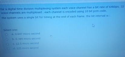Solved for a digital time division multiplexing system each | Chegg.com