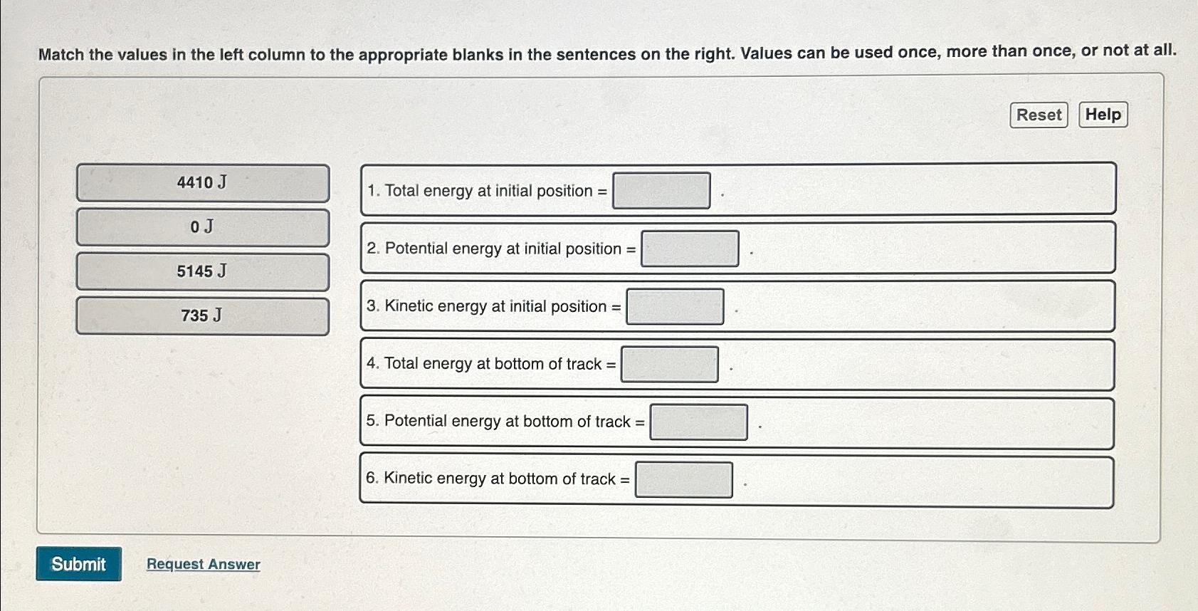 Match the values in the left column to the | Chegg.com