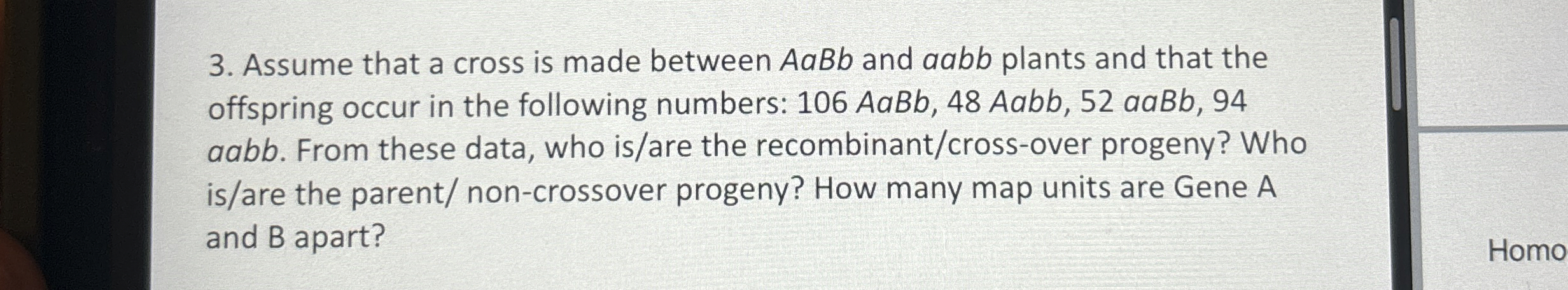 Solved Assume that a cross is made between AaBb and aabb | Chegg.com