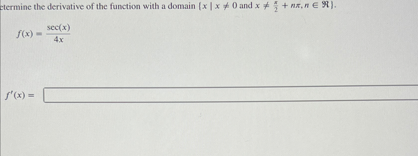 Solved determine the derivative of the function with a | Chegg.com