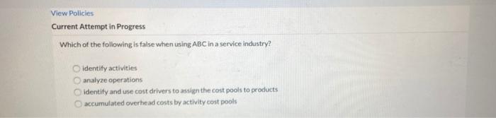 Solved View Policies Current Attempt in Progress Which of | Chegg.com