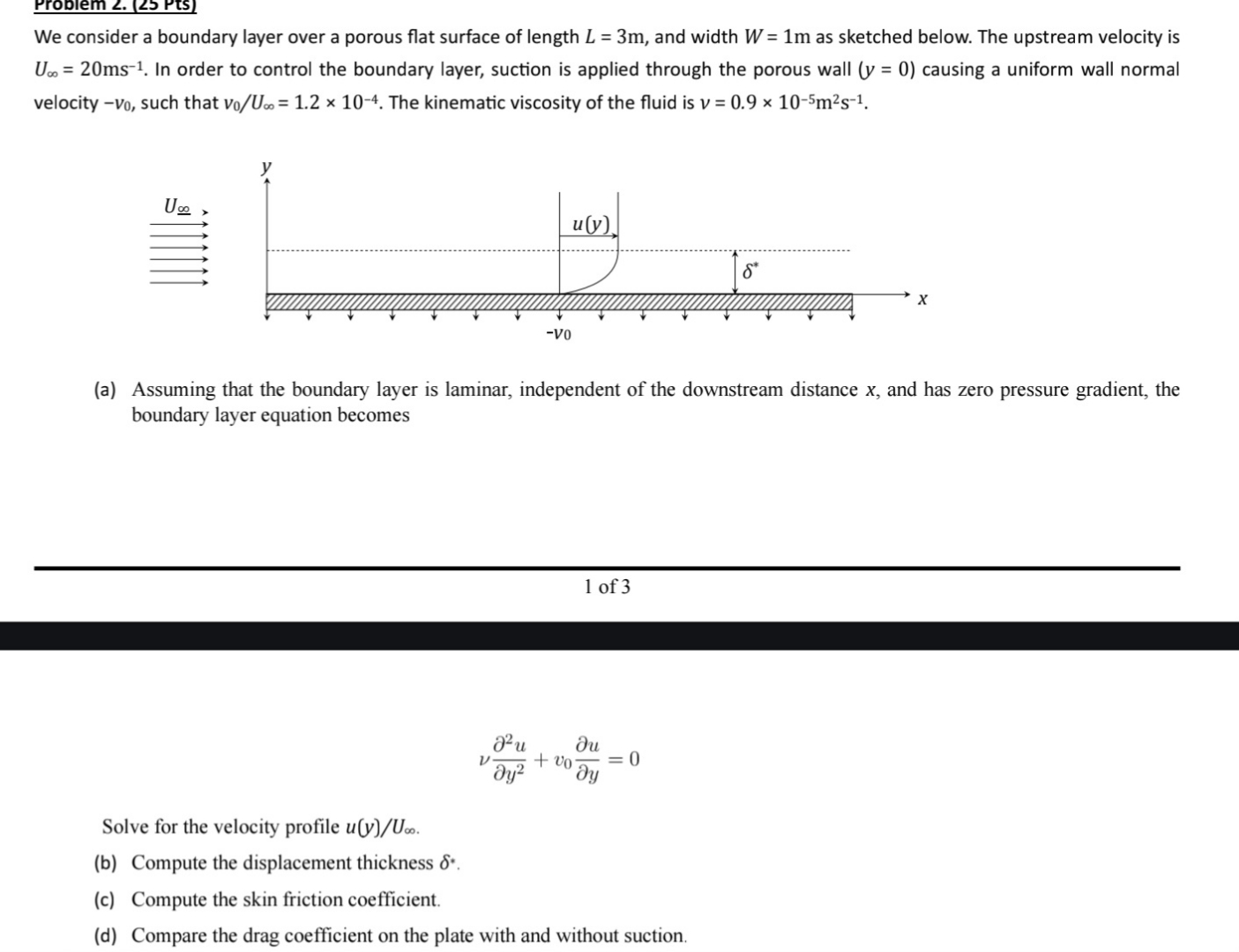 Solved Prodiem 2. (25 ﻿PIS)We consider a boundary layer over | Chegg.com