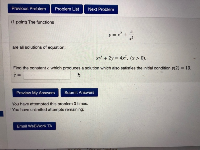 Solved Previous Problem Problem List Next Problem (1 point) | Chegg.com