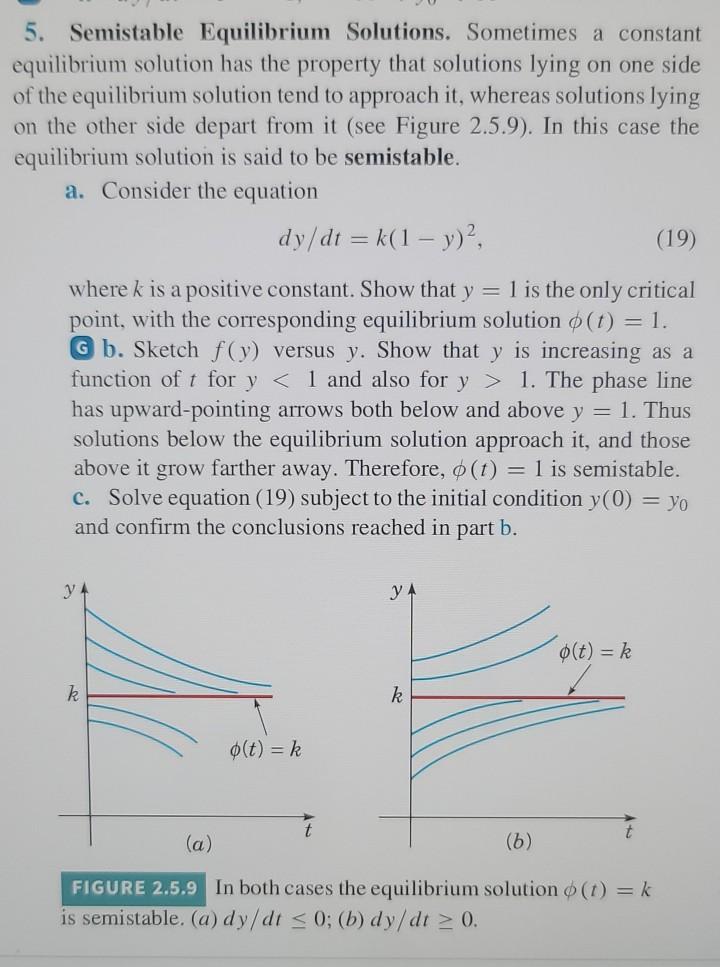 Solved 5. Semistable Equilibrium Solutions. Sometimes a | Chegg.com