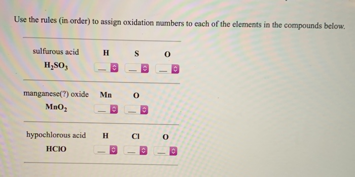 Solved Determine the oxidation state for each of the | Chegg.com