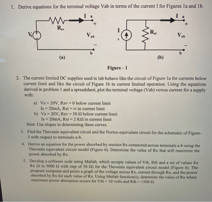 Solved 1. Derive equations for the terminal voltage Vab in | Chegg.com
