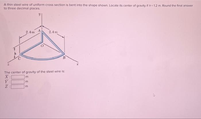 Solved A thin steel wire of uniform cross section is bent | Chegg.com