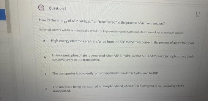 Solved How is the energy of ATP "utilized" or "transferred" | Chegg.com