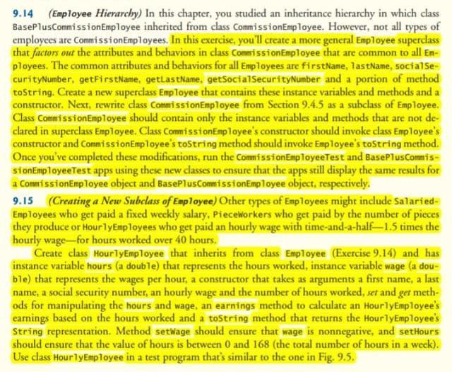 Solved 9.14 Employee Hierarchy) In this chapter, you studied | Chegg.com